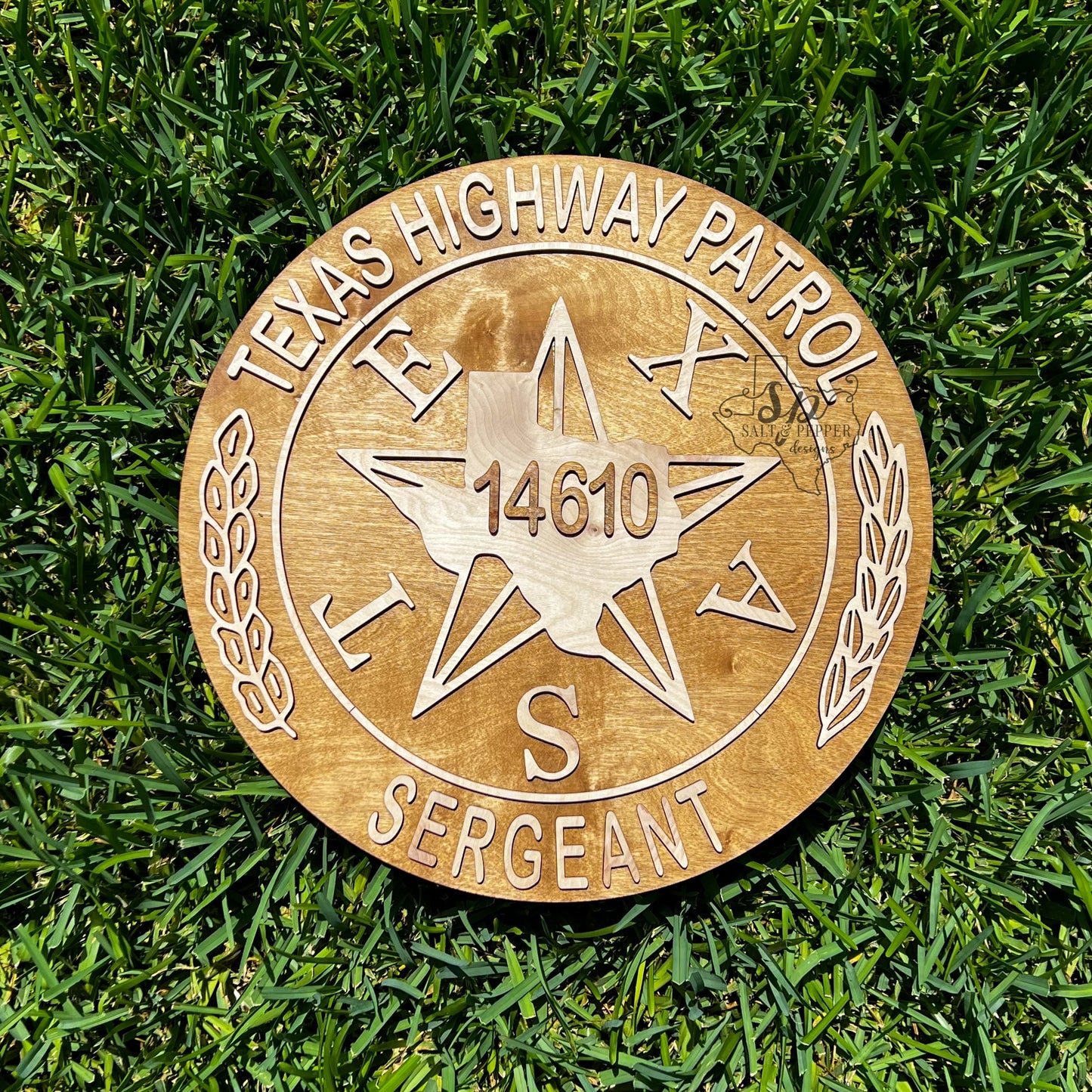 Texas Trooper Badge Wall Plaque – Salt and Pepper Designs Co