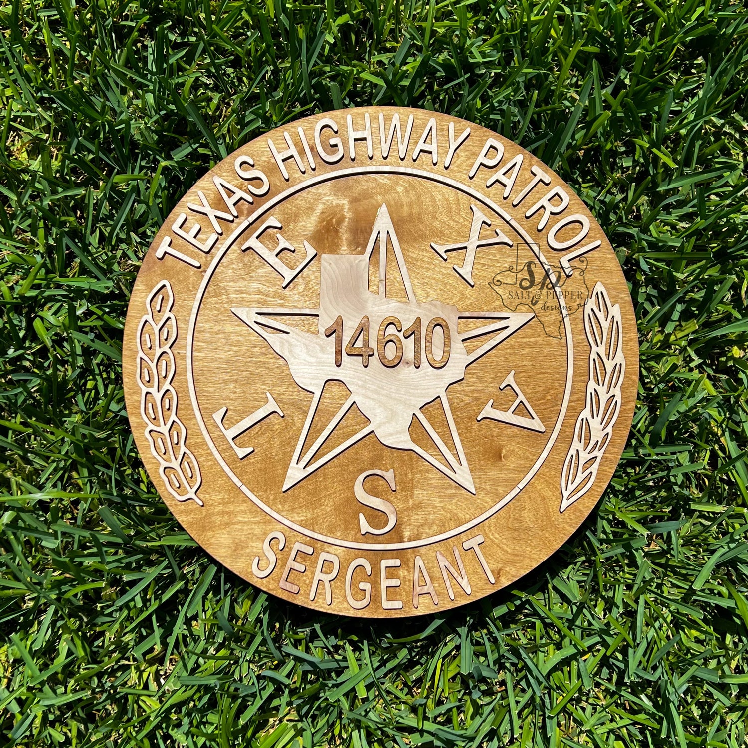 Texas Trooper Badge Wall Plaque – Salt and Pepper Designs Co